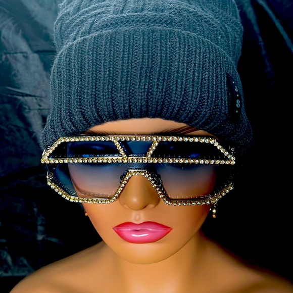 Accessories | Oversized Unisex Blue Lens Shades With Case Nwt | Poshmark